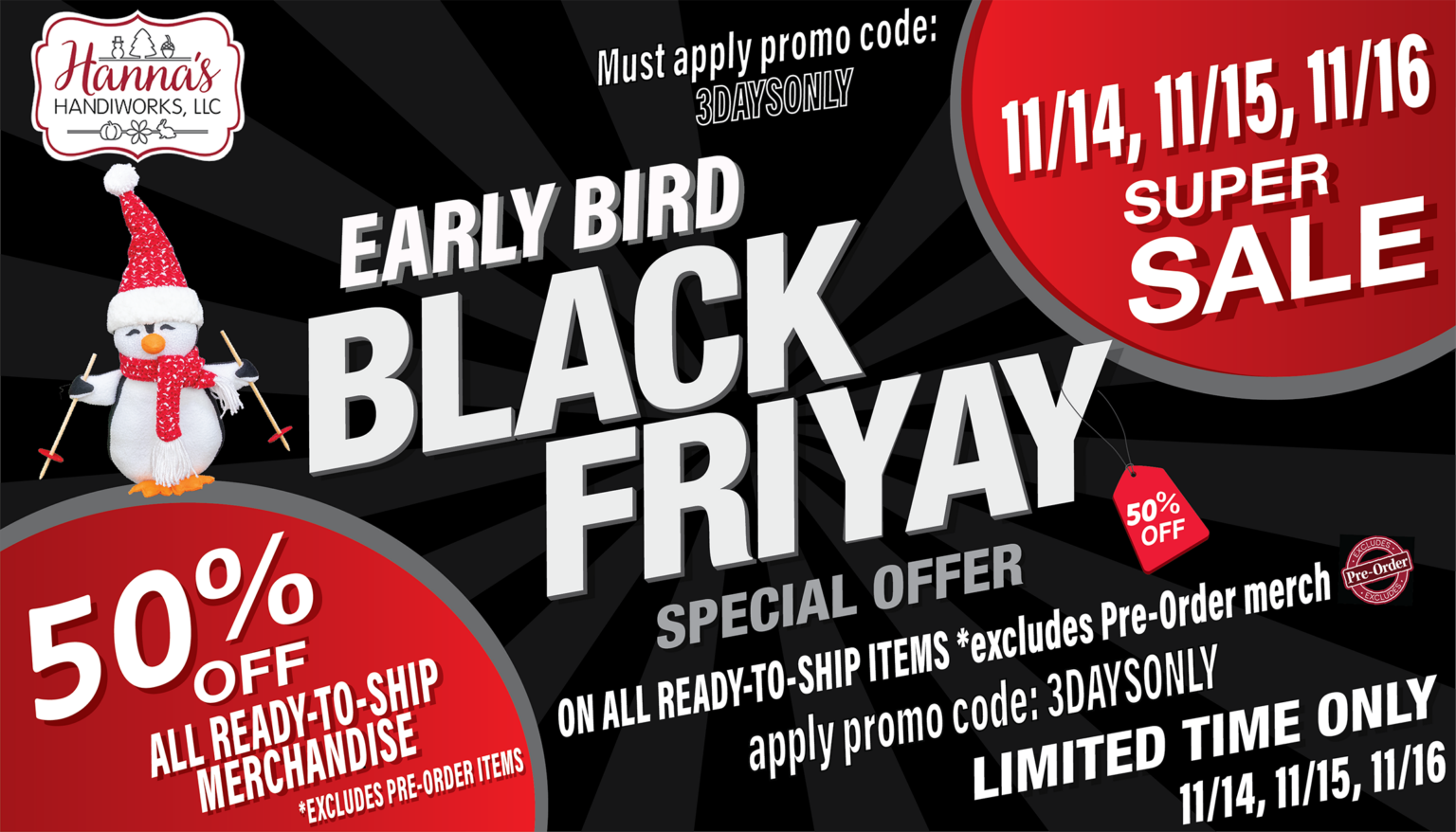 EARLY BIRD BLACK FRIYAY OFFER (New Wholesale Orders Only) - Hanna's ...