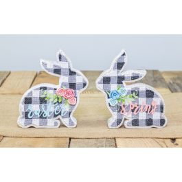 Black Gingham Easter Spring Bunny Tabletop 2 Asst | Hanna's Handiworks