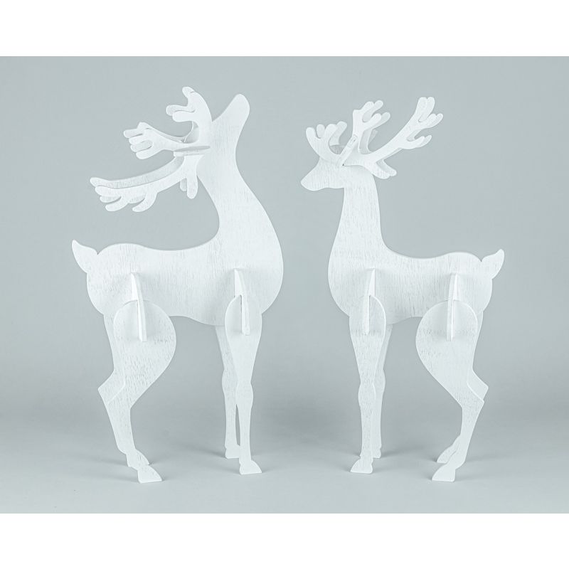 Winter White Dimensional Reindeer Tabletop 2 Asst | Hanna's Handiworks