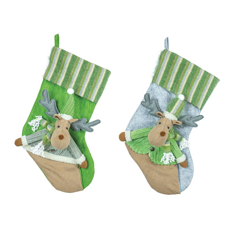 Winter Sage Moose Stocking 2 Asst | Hanna's Handiworks