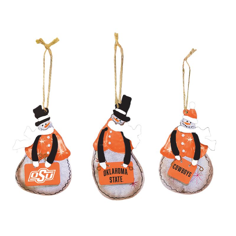 Oklahoma State Snowman Ornament 3 Asst | Hanna's Handiworks