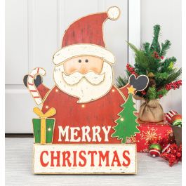 Wooden Santa Greeter with Lights | Hanna's Handiworks