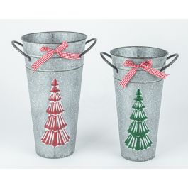 Red and Green Tree Bucket 2 Piece Set | Hanna's Handiworks