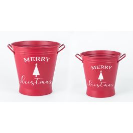 Red and White Christmas Bucket 2 Piece Set | Hanna's Handiworks