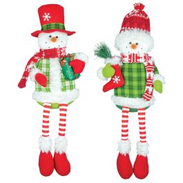 Peppermint Plaid Snowman Dangle Leg 2 Asst | Hanna's Handiworks