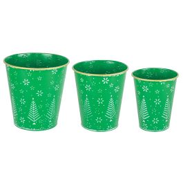Planter Pail Snowflake Green 3 Piece Set | Hanna's Handiworks